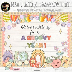 Let's Have a Groovy Year Bulletin Board Kit – Editable Retro Back to ...