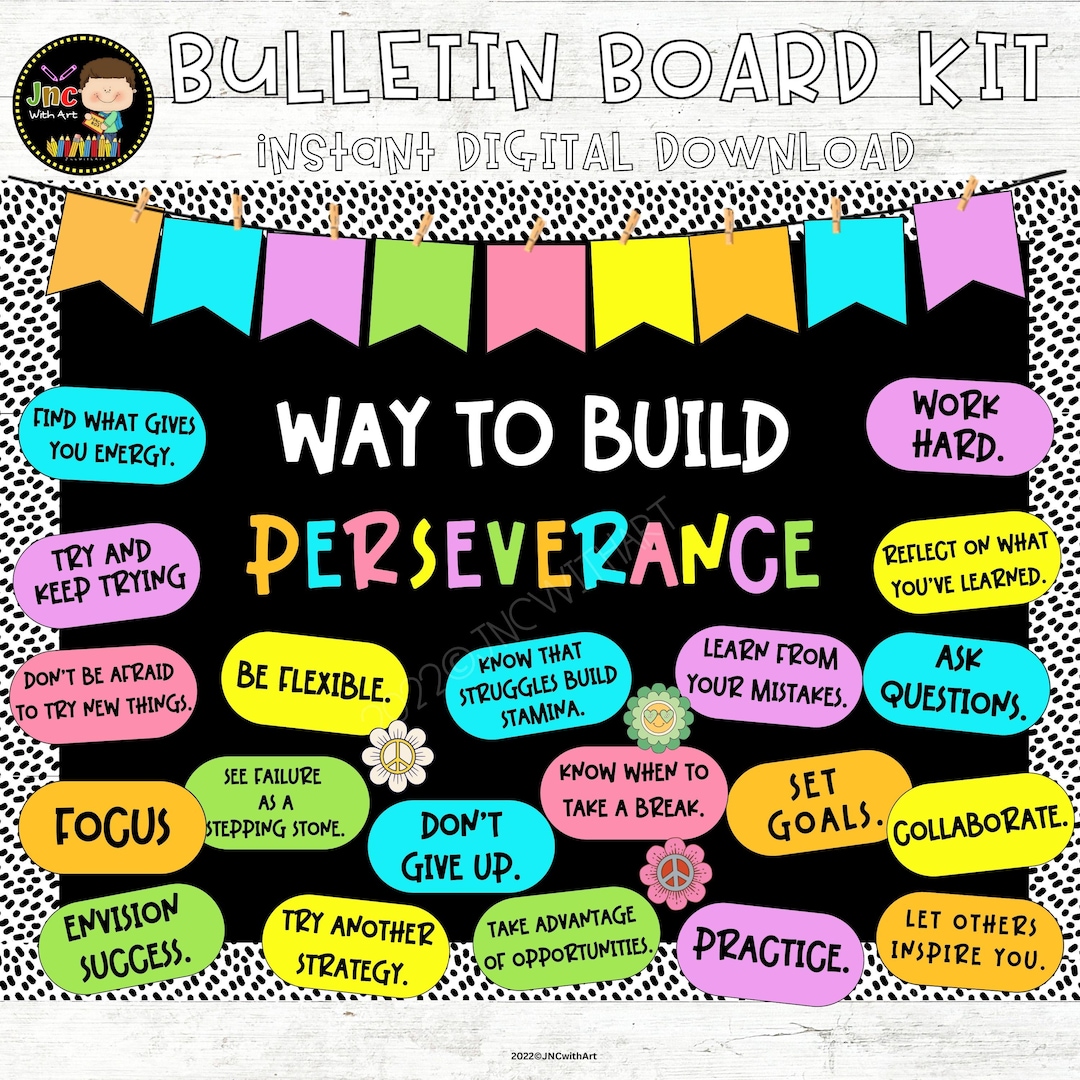 Perseverance Bulletin Board, Growth Mindset Classroom Decor ...