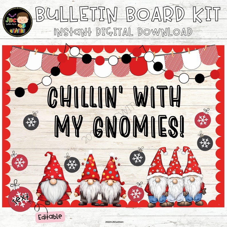 Christmas Gnomes Bulletin Board Kit, Classroom Door Decoration ...