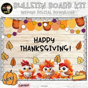 Happy Turkey Day Bulletin Board Kit Fall Door Decor Thanksgiving ...