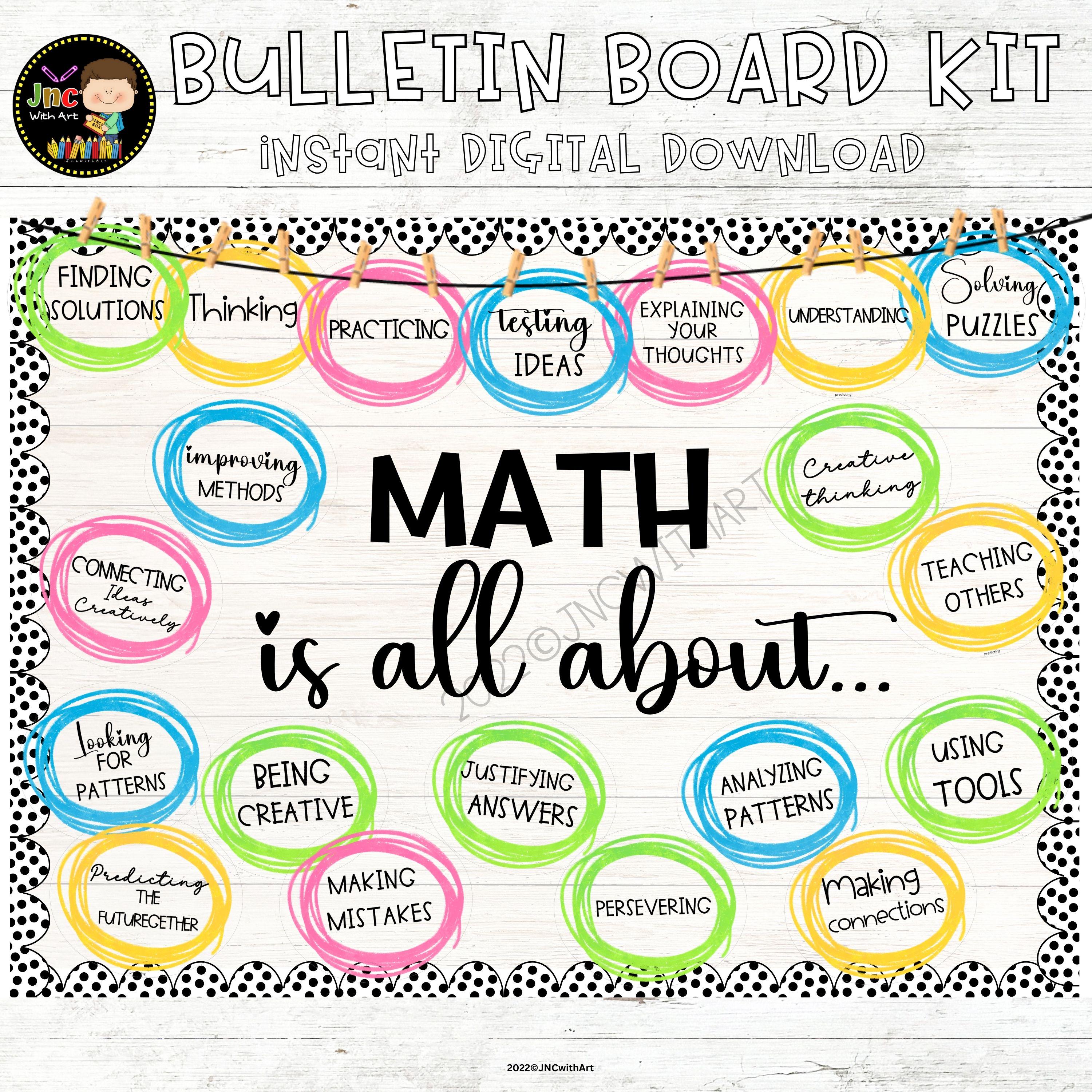 Back to School Math Bulletin Board Kit Easy DIY Print Cut Pieces ...