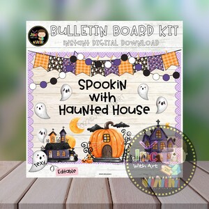 Haunted Houses Bulletin Board Kit Spooky Fall Halloween Door Decor ...