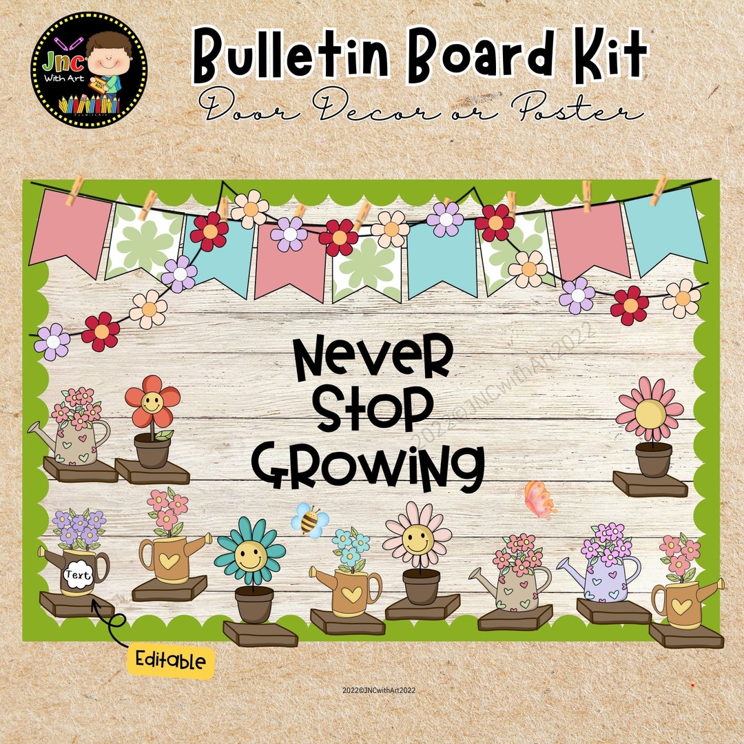 Spring Bulletin Board Kit April Classroom Door Decor Printable Never ...