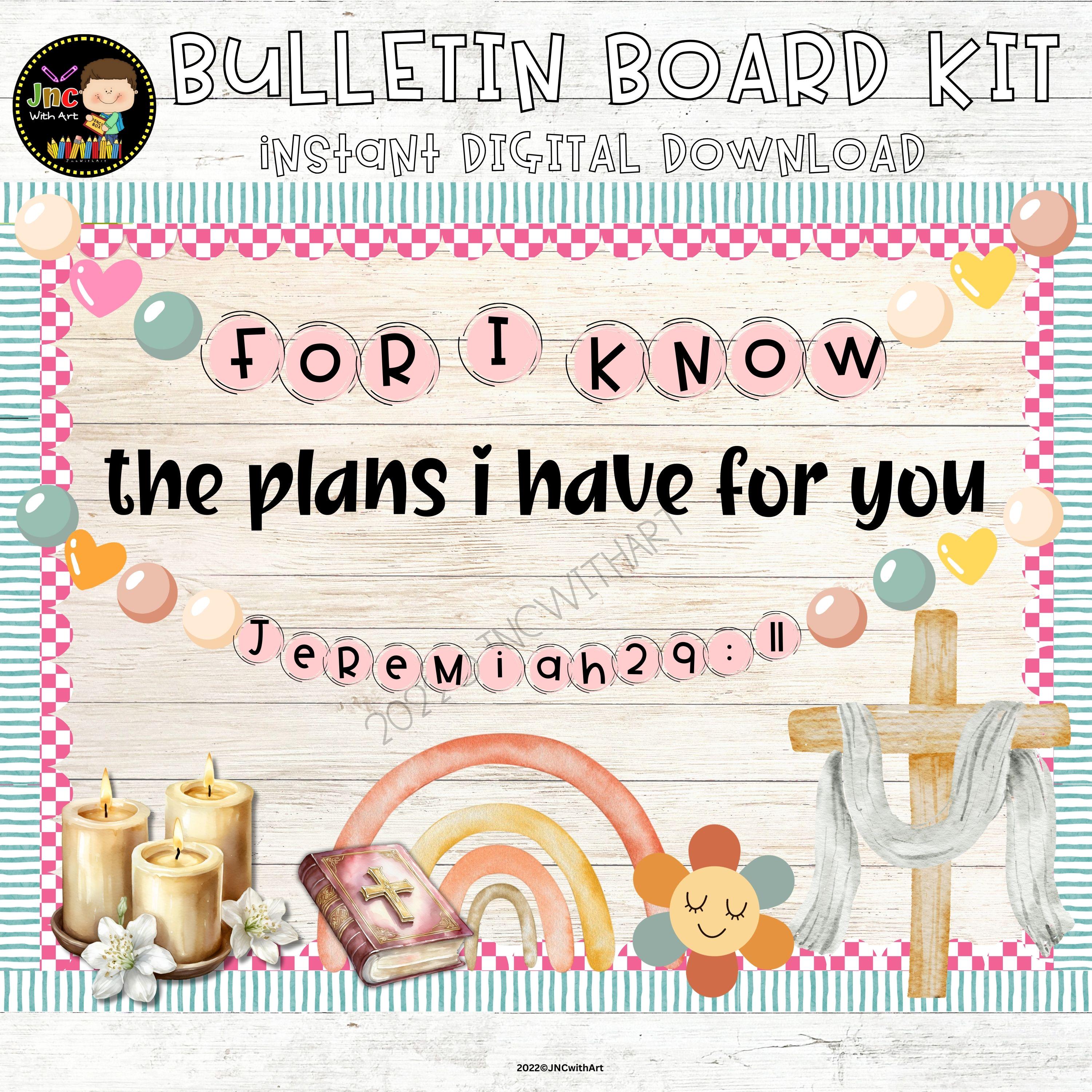 In Our Loving Jesus Era Bulletin Board Christian Door Kit Bible Verse ...