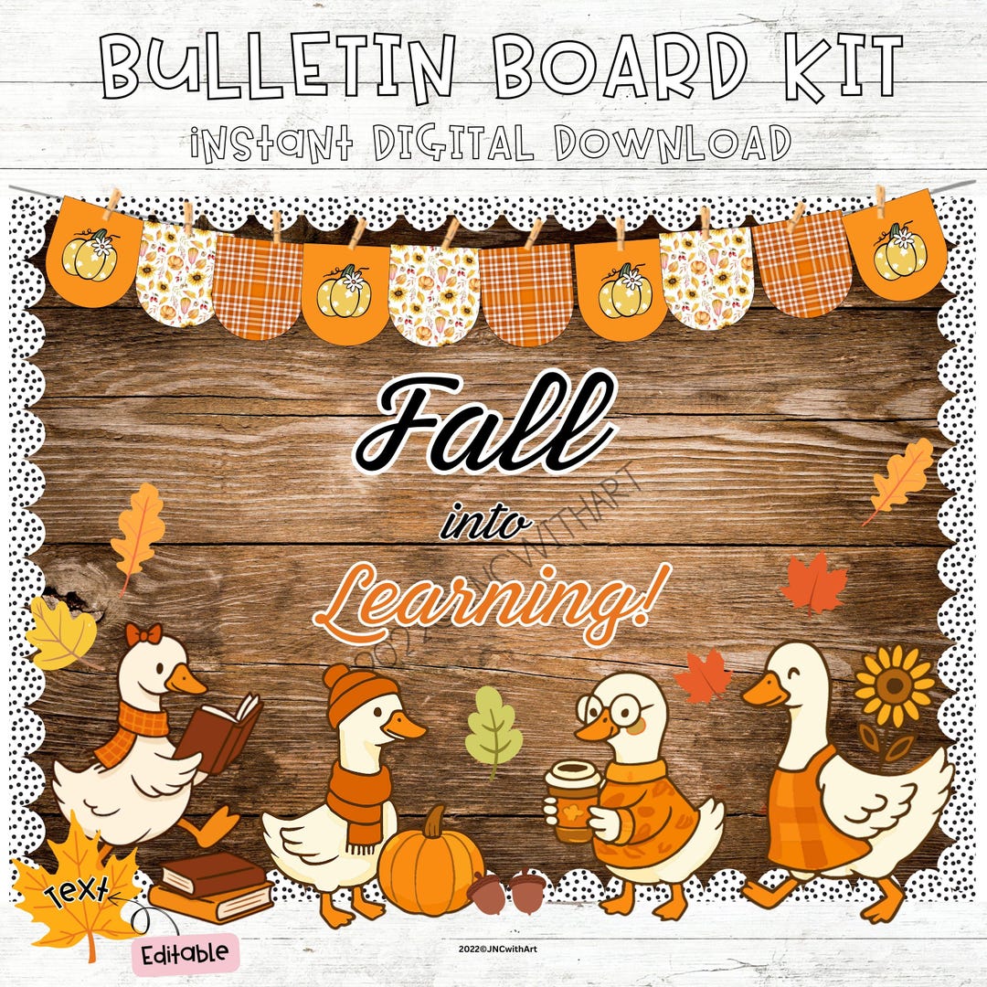 Fall Into Learning Bulletin Board Kit | Editable Autumn Classroom Decor ...