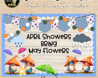 Rainy Day Gnomes Spring Flowers April/may Bulletin Board Kit - Etsy