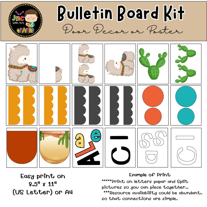 Back to School Llama Bulletin Board Kit Door Decor Editable - Etsy