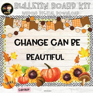 Fall Sunflowers Bulletin Board Kit Autumn Classroom Decor Editable - Etsy