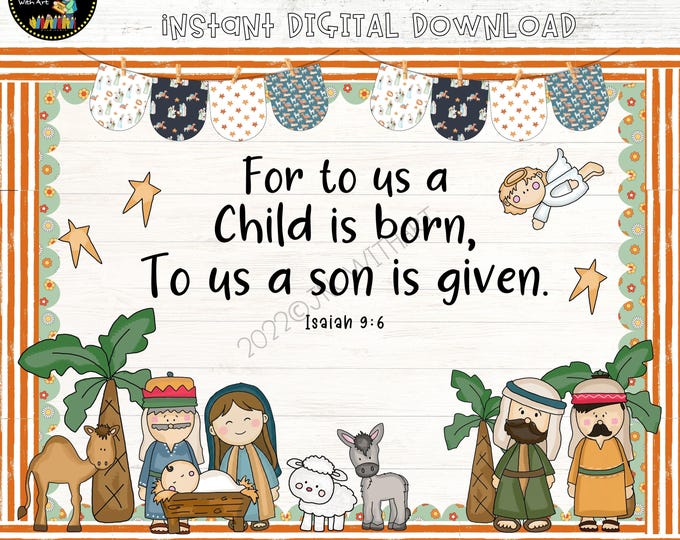 Christian Christmas Bulletin Board Kit, Jesus’ Birth Bulletin Board ...