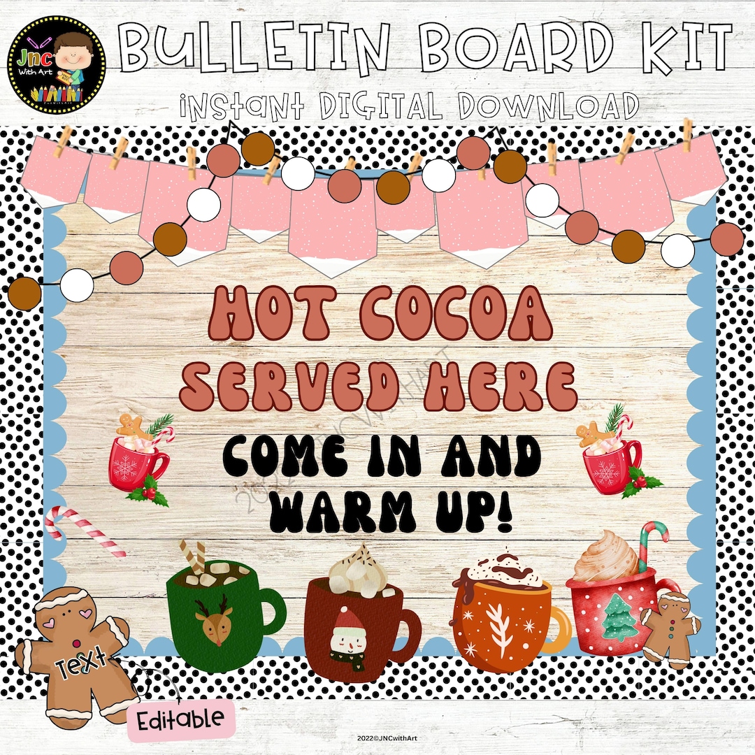 Hot Cocoa Bulletin Board Kit Winter Door Decor Editable - Etsy