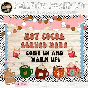 Hot Cocoa Bulletin Board Kit Winter Door Decor Editable - Etsy