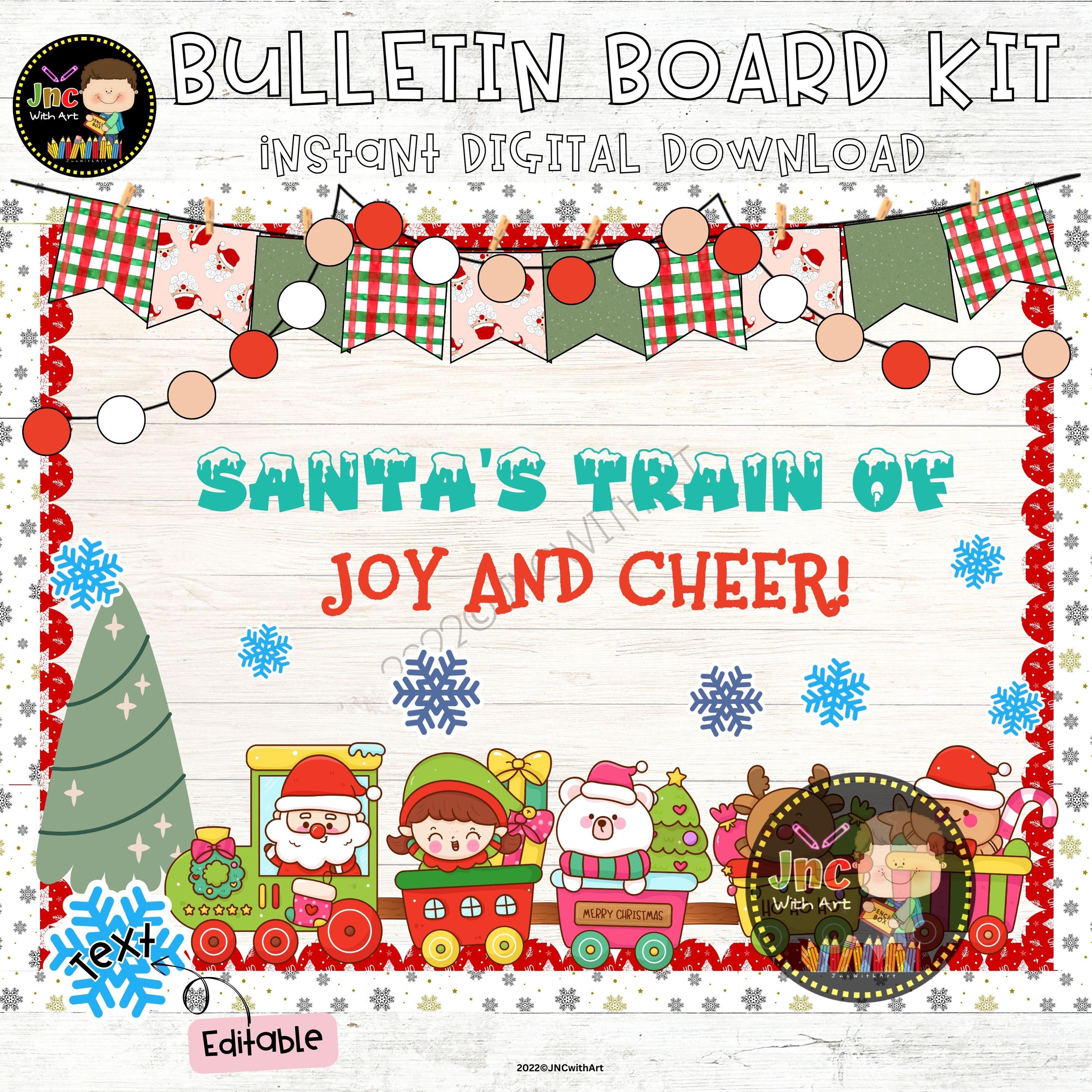Christmas Train Bulletin Board Kit Festive Door Decor Editable - Etsy