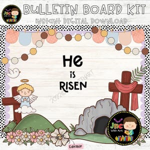 Easter Bulletin Board Kit | He is Risen | Christian Classroom Decor ...
