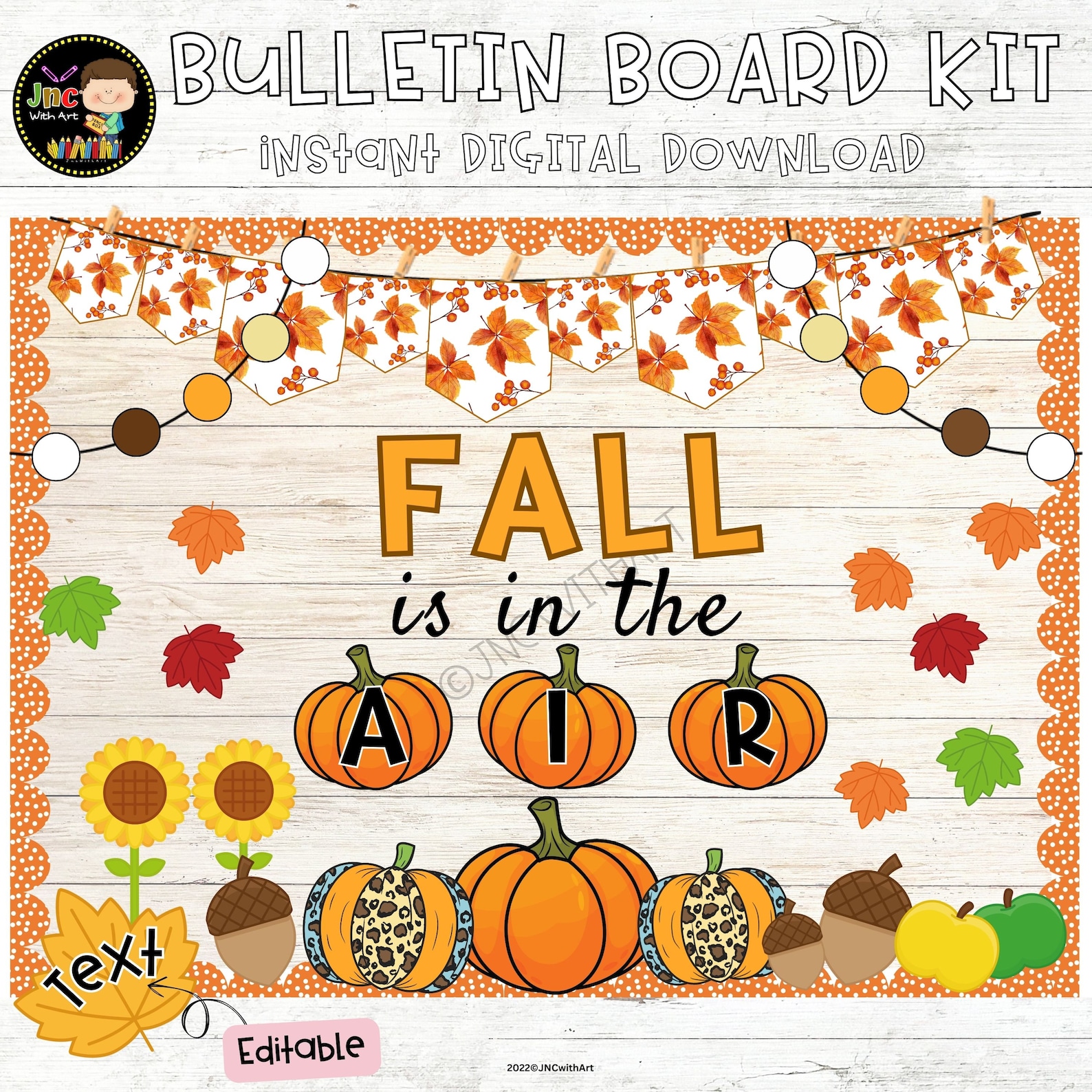 Fall Bulletin Board Kit Autumn Door Decor September Editable - Etsy