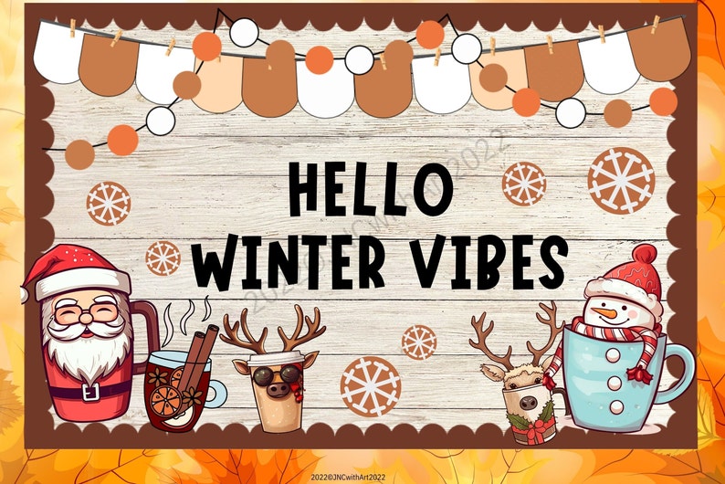 Boho Winter Bulletin Board Kit, Hot Cocoa Door Decor, Cozy Classroom ...