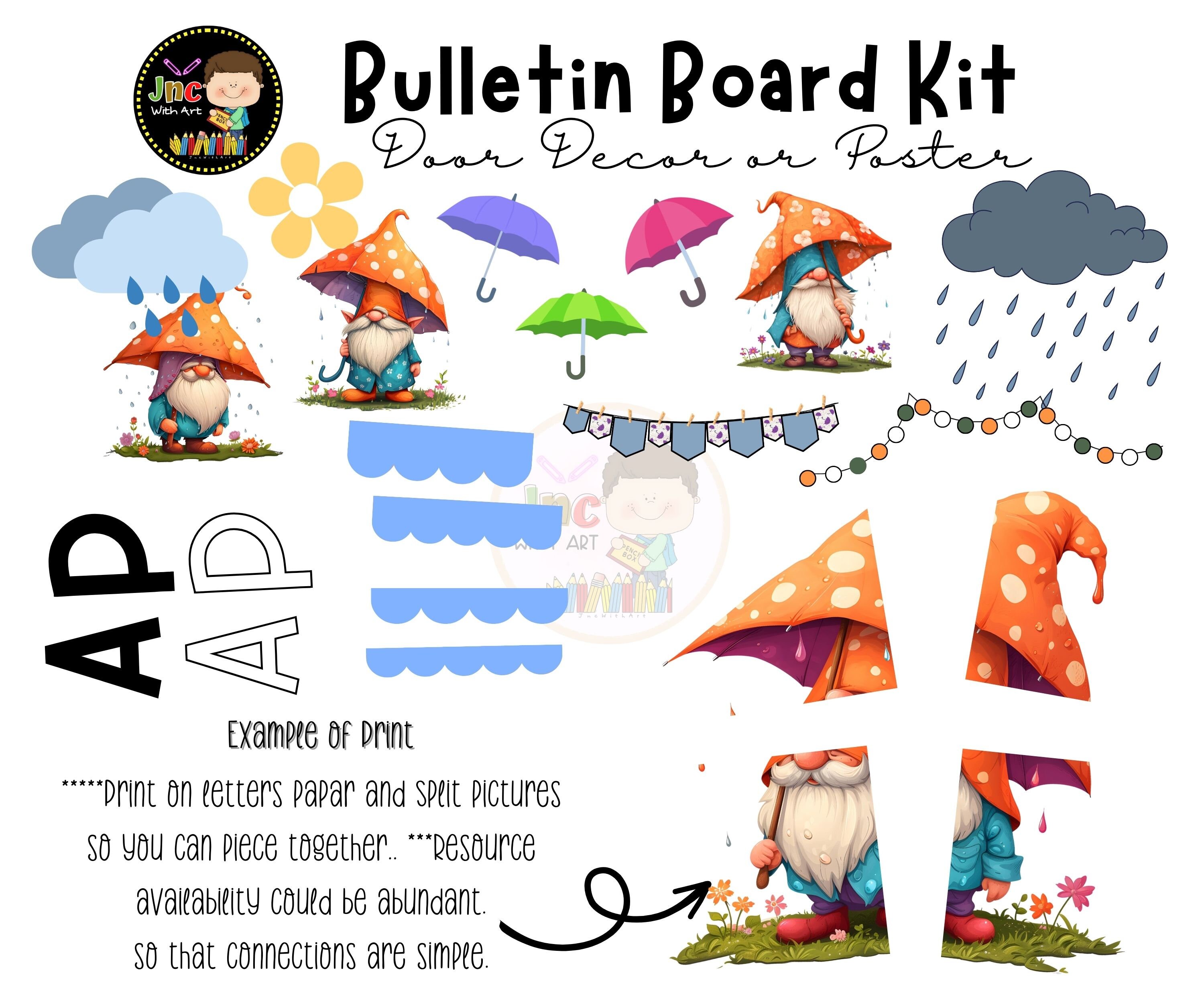 April May Bulletin Board Kitrainy Day Gnomes Spring Flowers Classroom ...