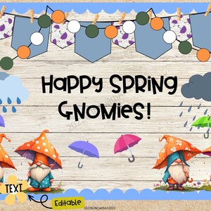 April May Bulletin Board Kit|rainy Day Gnomes Spring Flowers ...