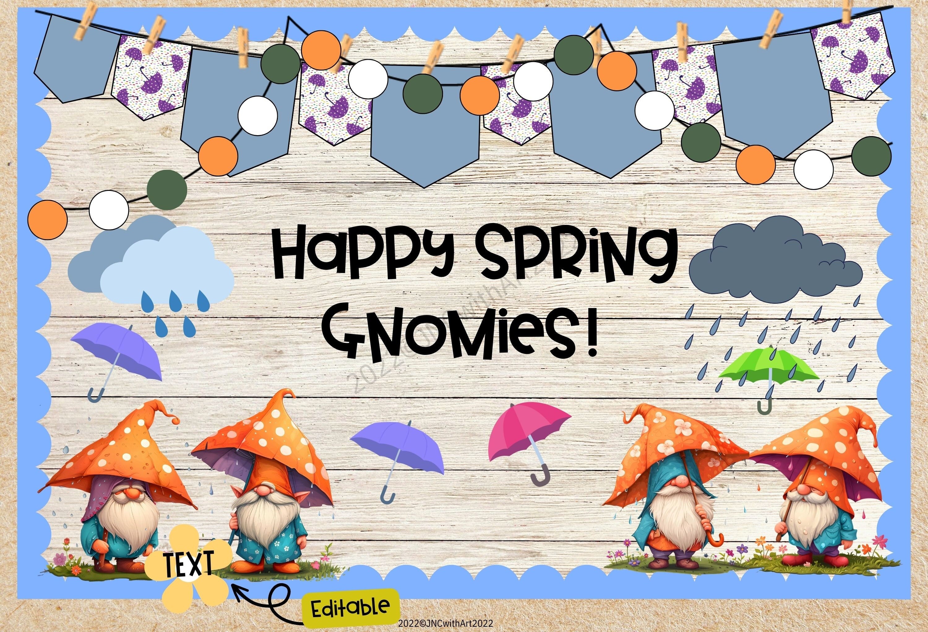 April May Bulletin Board Kitrainy Day Gnomes Spring Flowers Classroom ...
