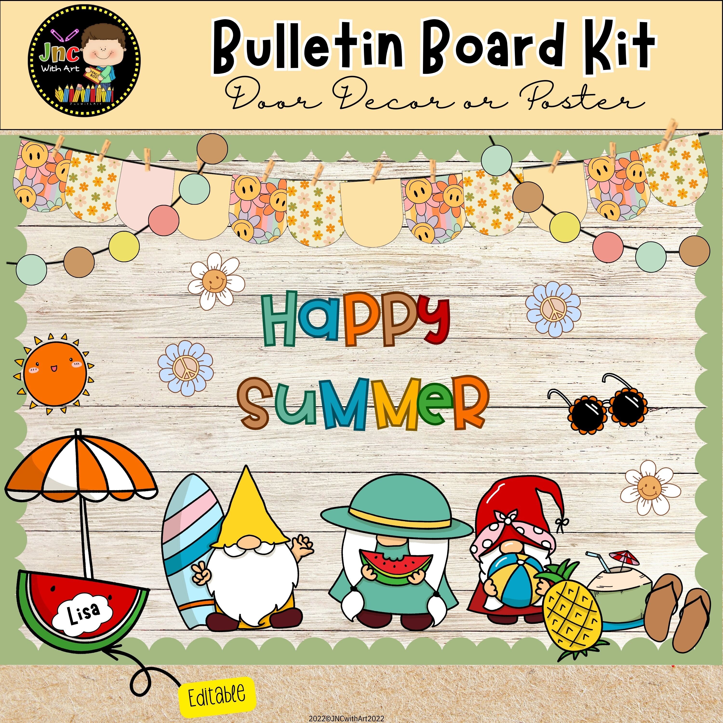 In Our Summer Era Summer Bulletin Board Kit Gnomes Classroom Decor ...