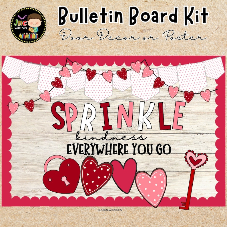 Valentine's Day Bulletin Board Kit, Door Decoration, Kindness Theme ...
