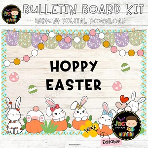 April Easter Bunny Bulletin Board Kit|hoppy Easter Display|spring ...