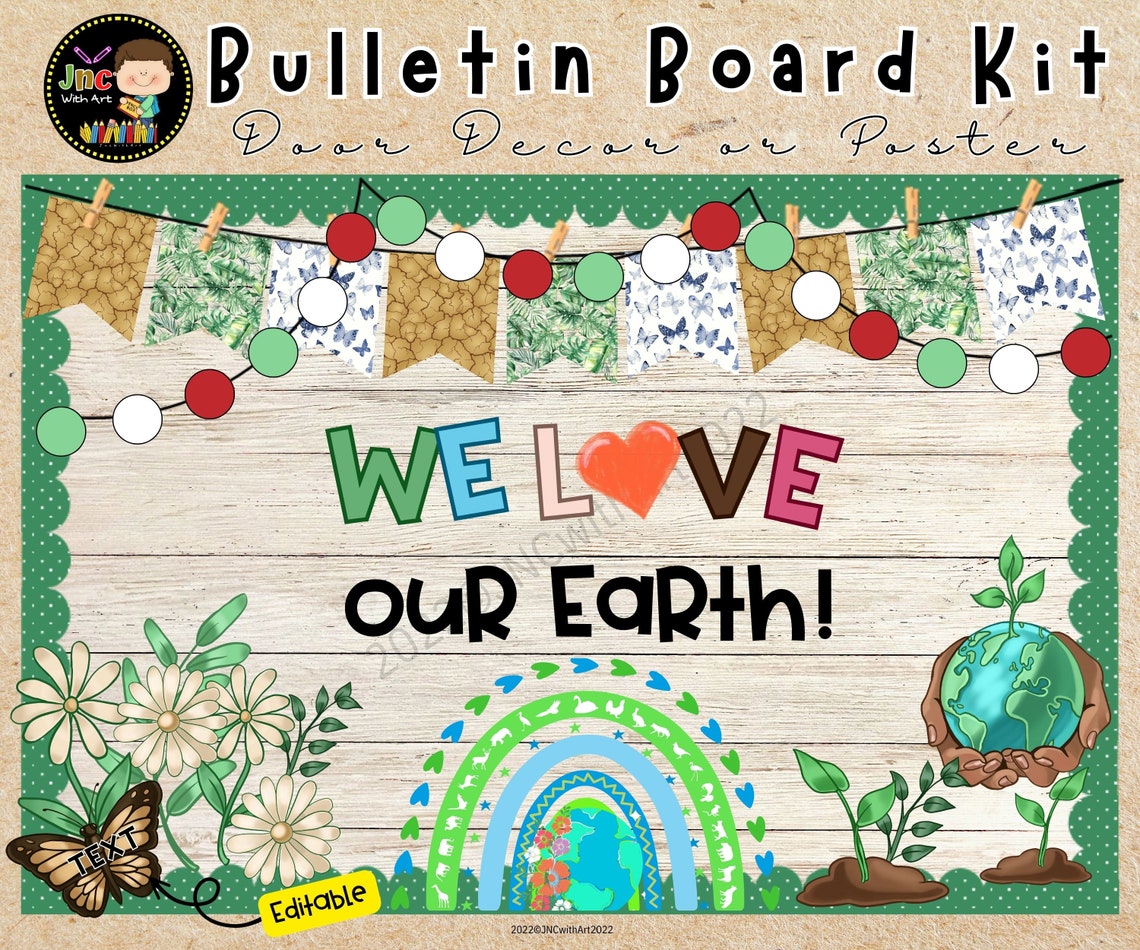 Be Kind to Our Earth,bulletin Board Kit, Classroom Door Decor,earth Day ...