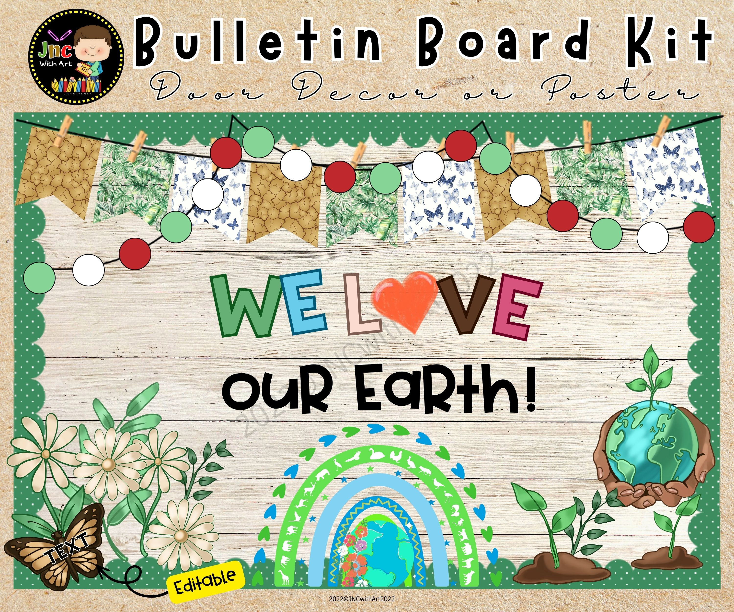 Be Kind to Our Earth,bulletin Board Kit, Classroom Door Decor,earth Day ...