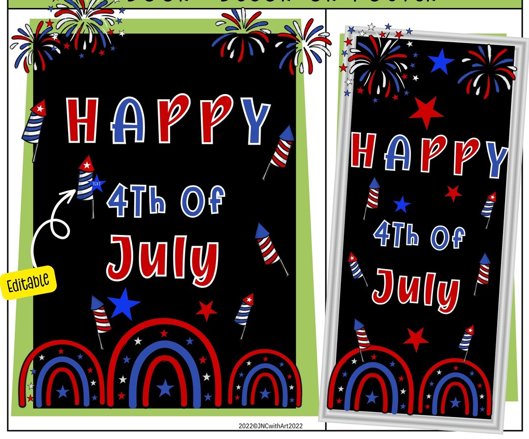 4th July Fireworks Independence Day Bulletin Board, Door Decor Kit ...