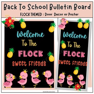 Flamingo Bulletin Board Kit | Back to School Flock Door Decor | Summer ...