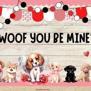 Valentines Bulletin Board Kit, February Door Decor, Cute Puppy Love ...