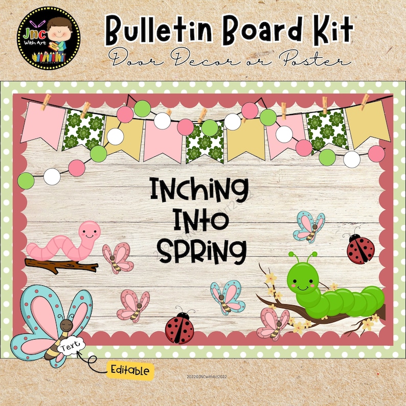 Spring Bulletin Board Kit Classroom Door Decor Inching Into Spring ...