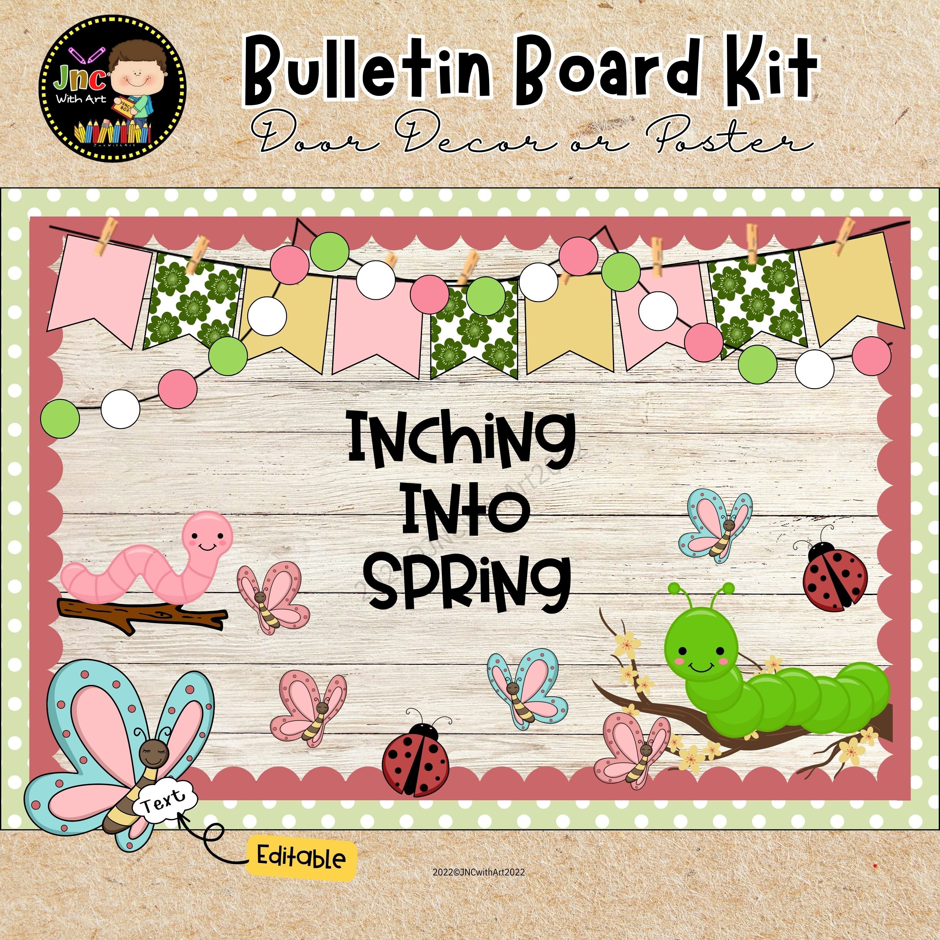 Spring Bulletin Board Kit Classroom Door Decor Inching Into Spring ...