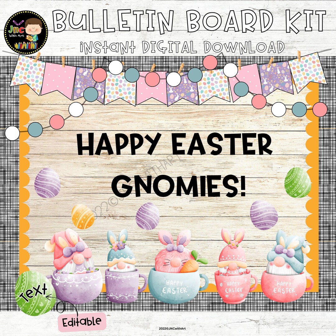 Happy Easter Gnomies Bulletin Board Kit, April Classroom Door Decor ...