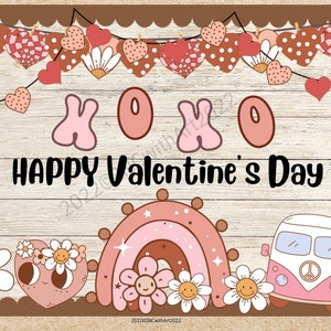 Groovy Valentines Day Bulletin Board Kit, Door Decor, Retro February ...