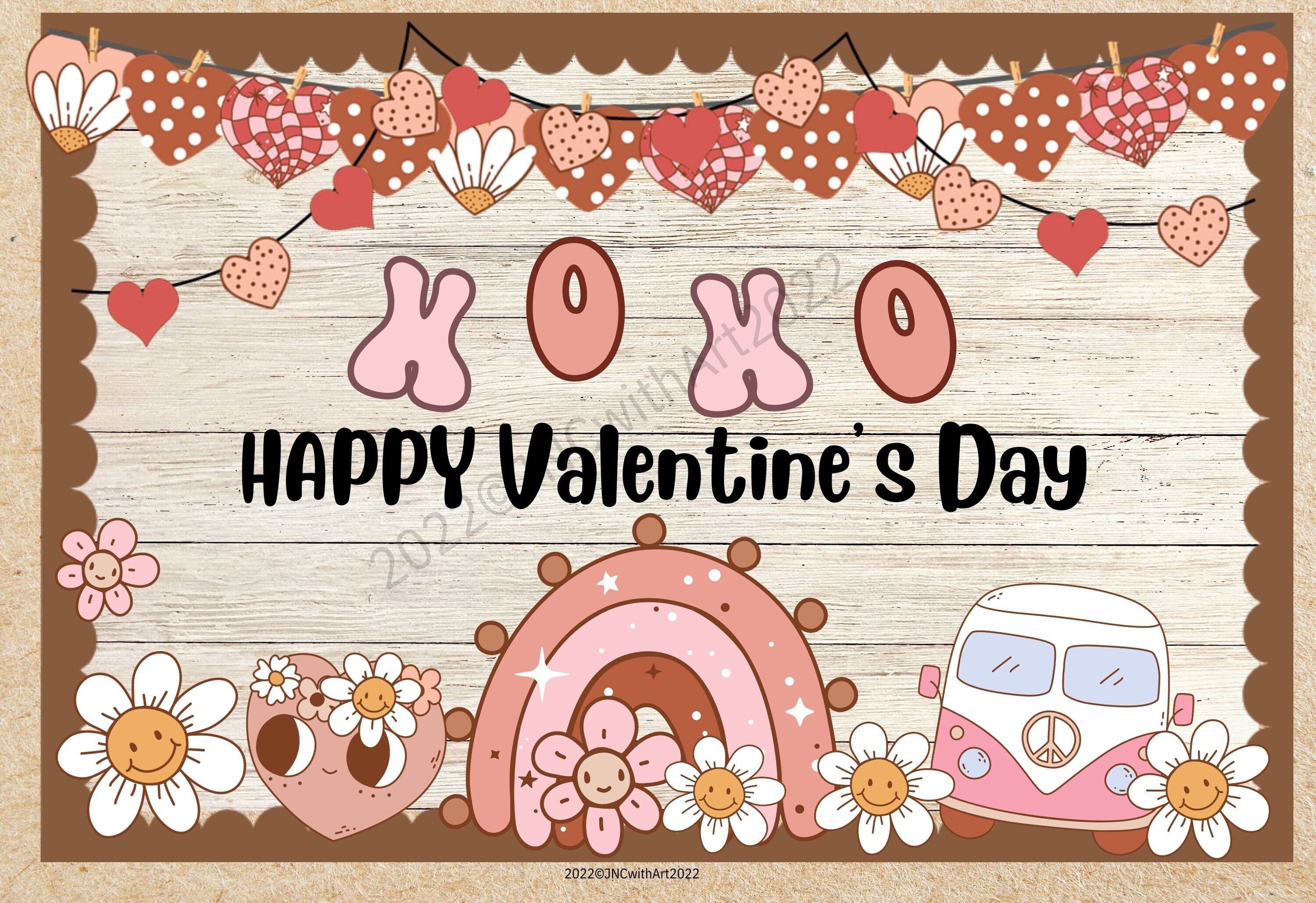 Groovy Valentines Day Bulletin Board Kit, Door Decor, Retro February ...