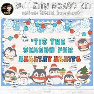 Winter Healthy Habits Bulletin Board Kit: Penguin Snowman Decor ...