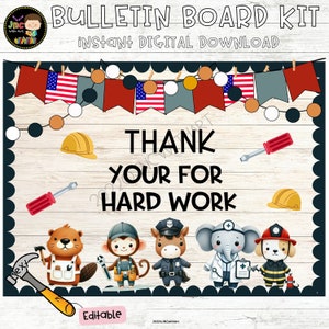 Happy Labor Day Bulletin Board Kit September Staff Door Decoration ...
