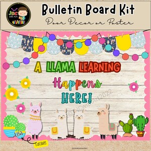 Llama Bulletin Board Kit, Summer Back to School, Door Decoration ...