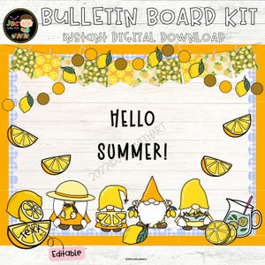 Squeeze the Day Lemon Gnome Bulletin Board Kit – Editable Summer ...