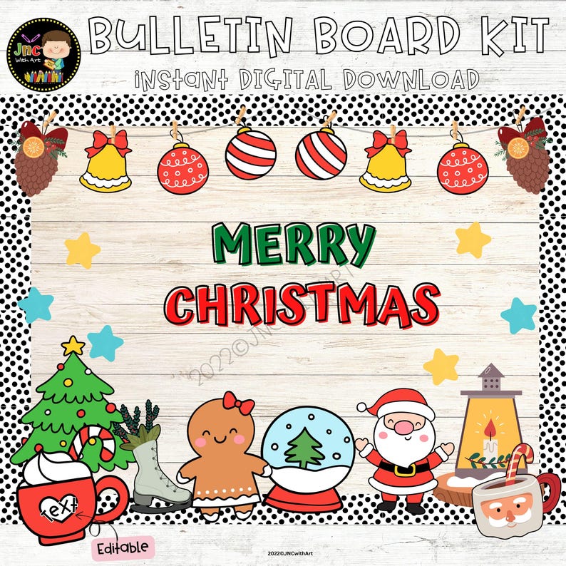 Merry Christmas Bulletin Board Kit Holly Jolly Vibe Classroom Decor ...