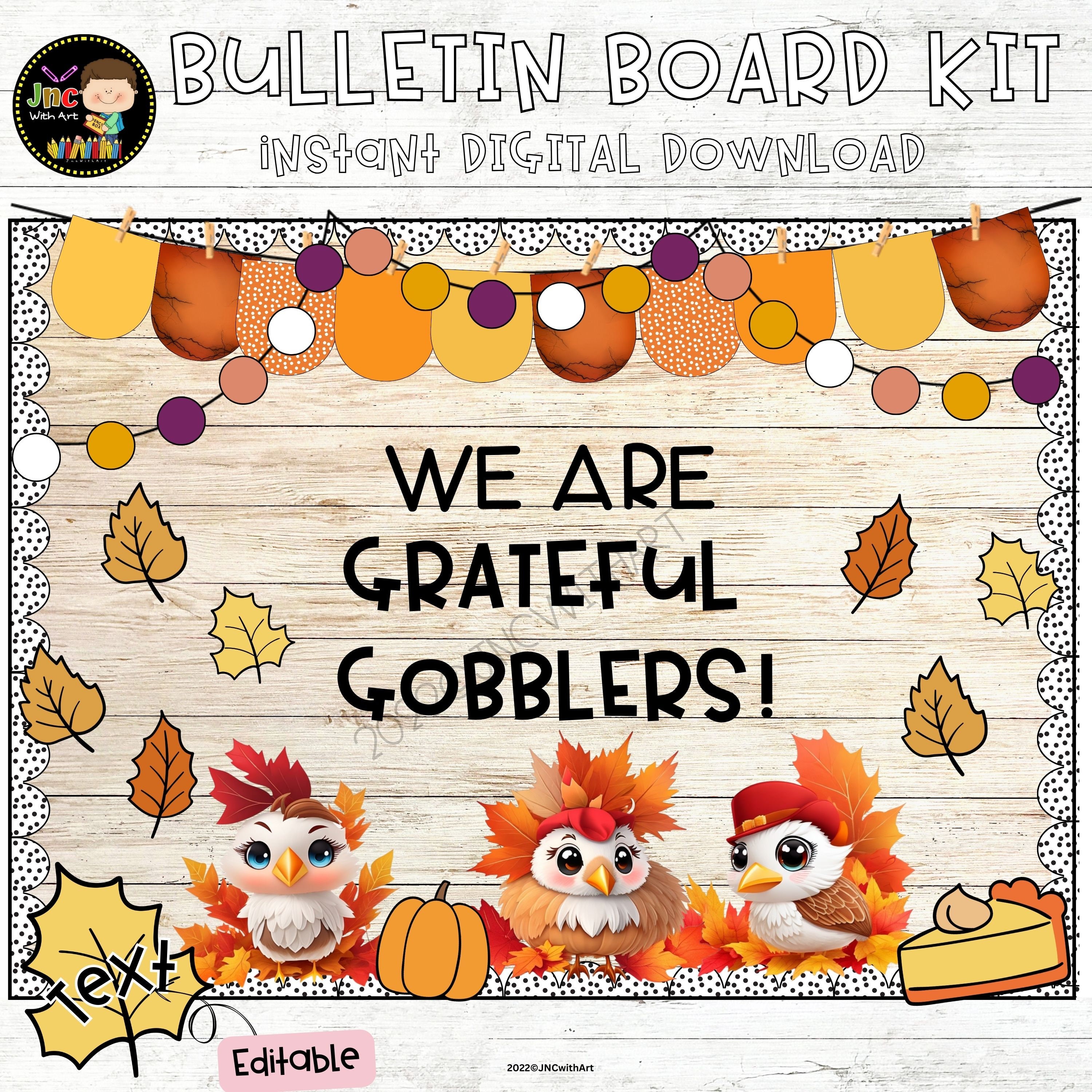 Happy Turkey Day Bulletin Board Kit Fall Door Decor Thanksgiving ...