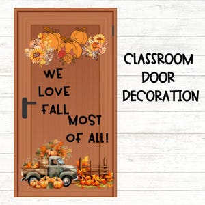 Fall Floral Truck Bulletin Board Kit Door Decor Editable - Etsy