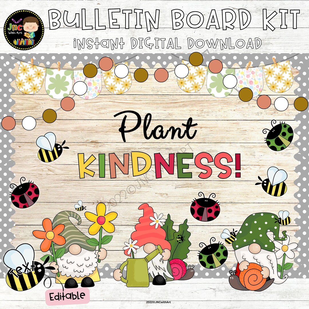 Plant Kindness Spring Bulletin Board Kit, Easter Classroom Door Decor ...