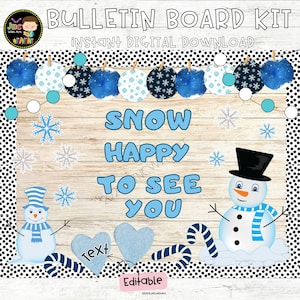 January Winter Bulletin Board Kit Door Decor Snow Happy to See You ...