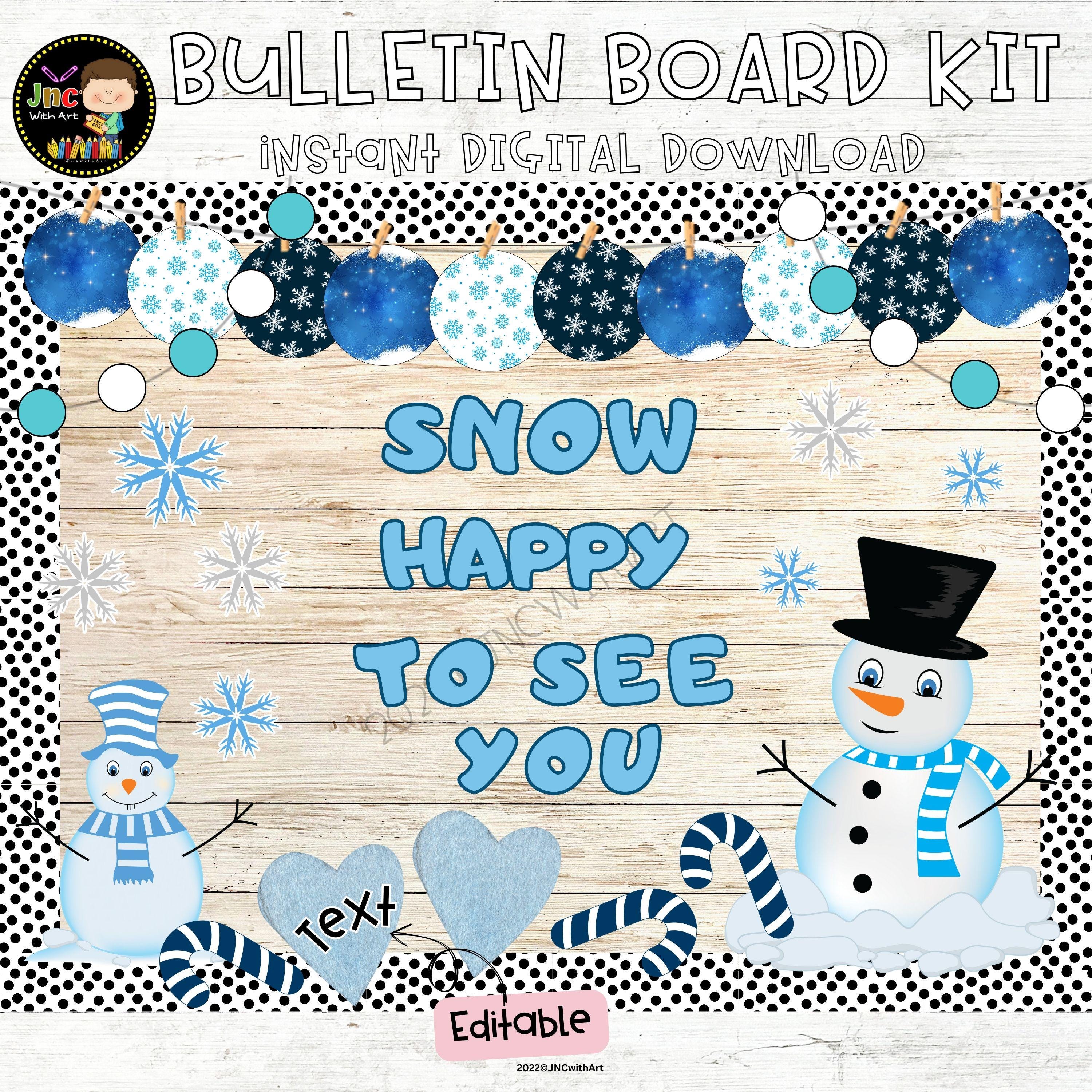 January Winter Bulletin Board Kit Door Decor Snow Happy to See You ...