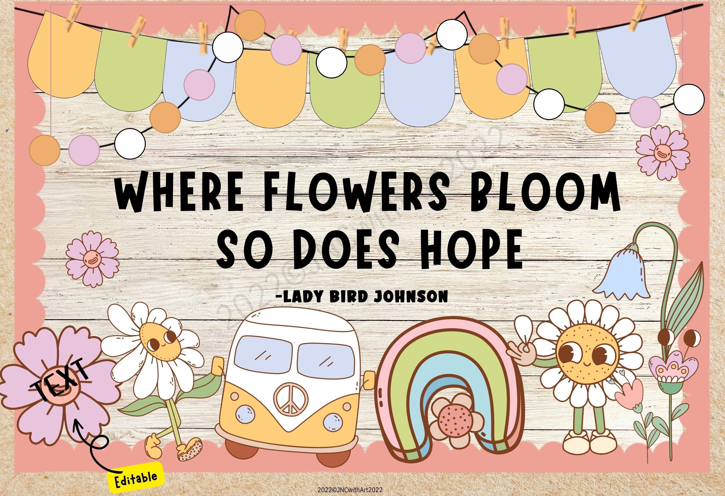 Groovy Retro Spring Bulletin Board Kit| Spring Vibes | Classroom Door ...