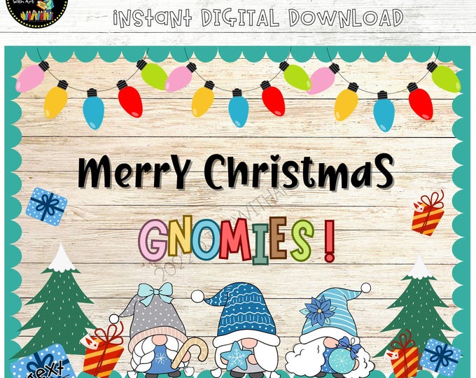 Winter Gnome Door Decoration Set: Classroom Bulletin Board (digital ...