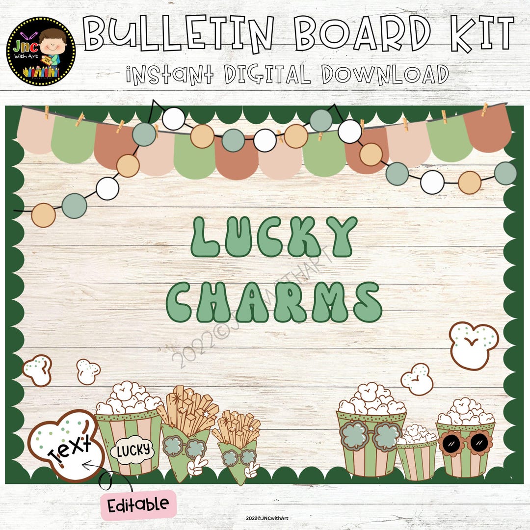 Groovy St. Patrick's Day Lucky Charms Bulletin Board Kit March Popcorn ...