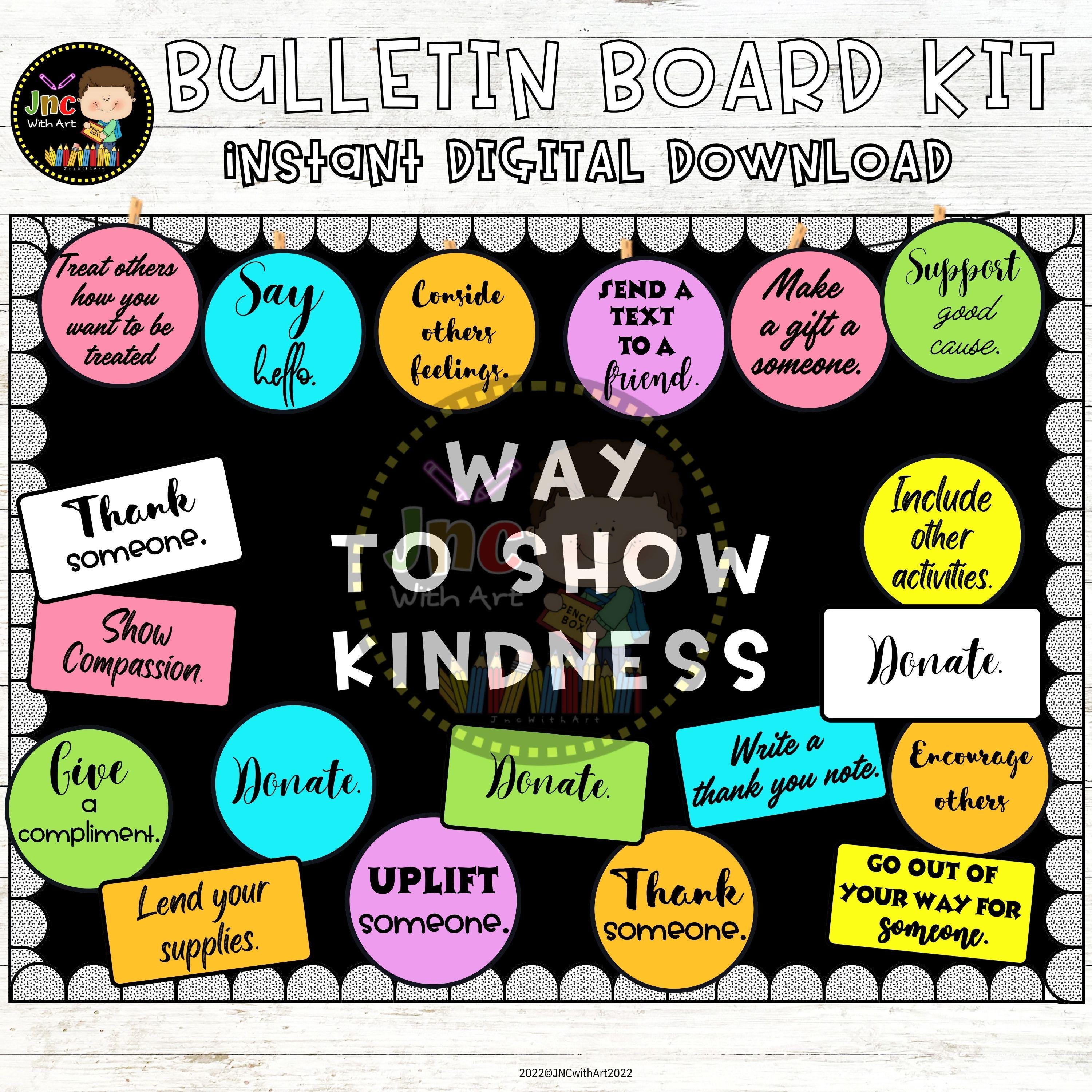 Kindness Bulletin Board Kit Posters Ways to Be Kind Classroom Decor ...
