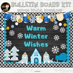 Hello Winter Bulletin Board Kit Let It Snow December Door Decor ...